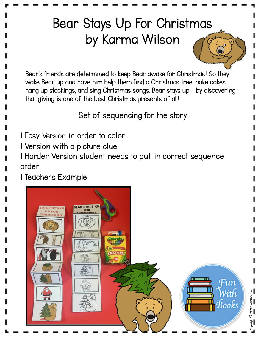 BEAR STAYS UP FOR CHRISTMAS SEQUENCING ~ Book Units by Lynn