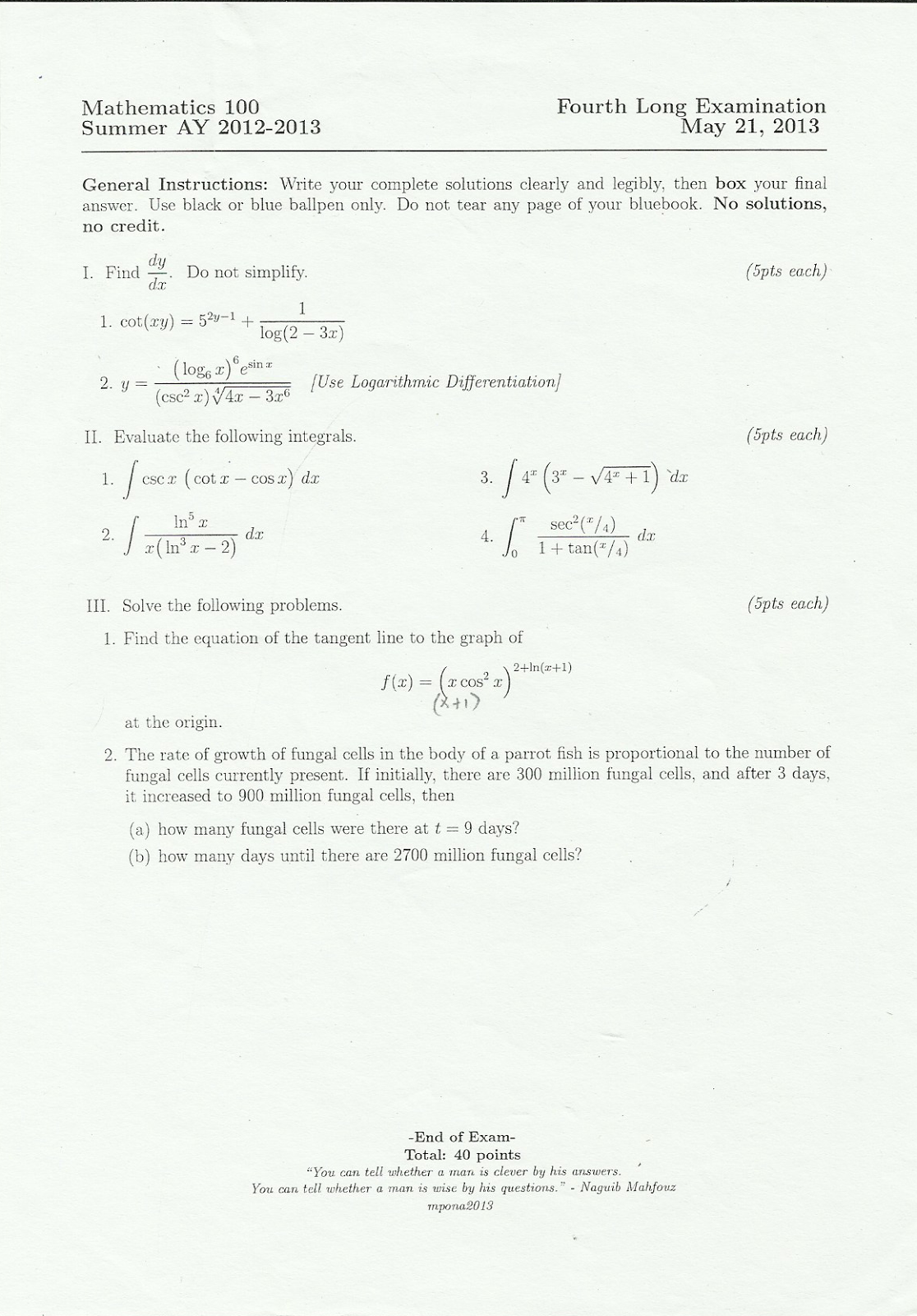 UPD Samplexes, Readings, and Materials: UPD Math 100 Samplexes for ...