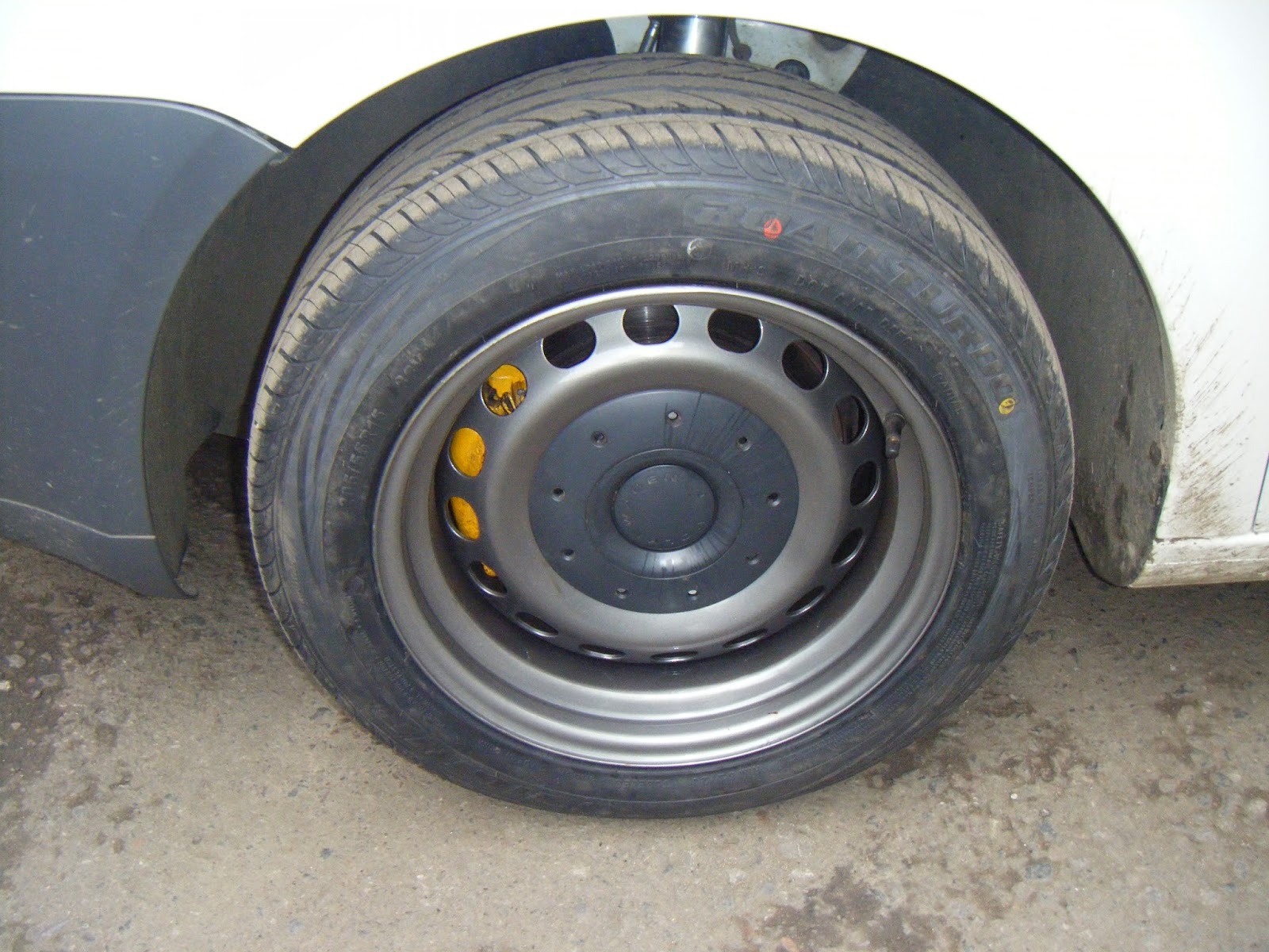 Volkswagen Caddy van lowered and banded steel wheels fitted.