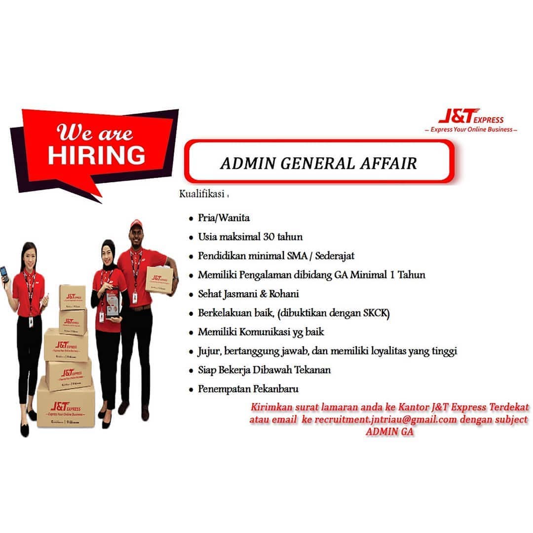 Lowongan Kerja Admin General Affair J&T Express - Lowongan Kerja Riau
