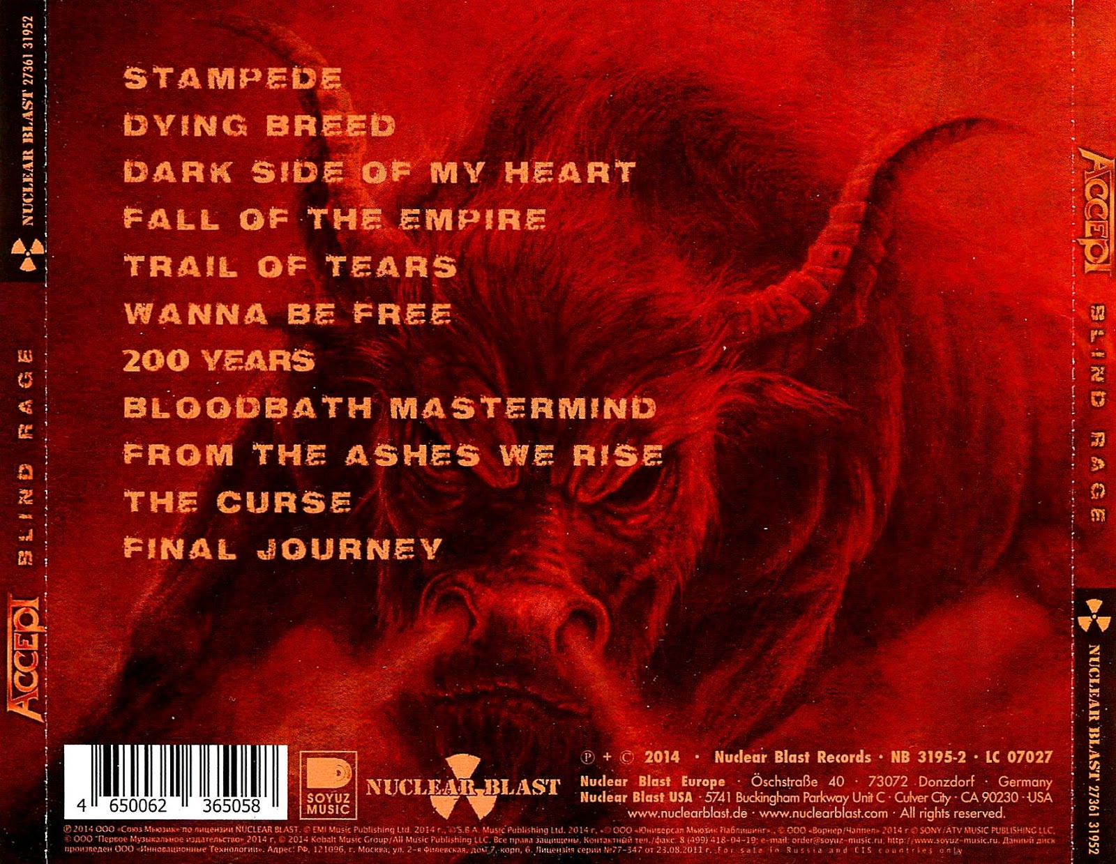 Classic Rock Covers Database: Accept - Blind Rage (2014)