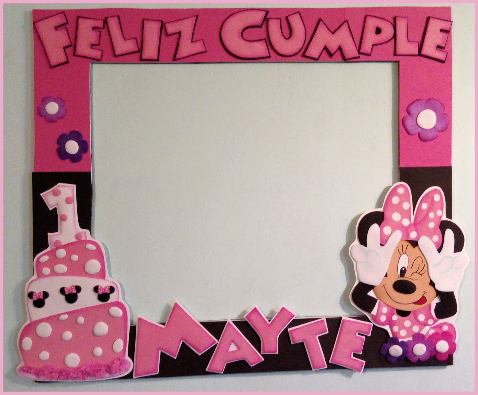 Onaily: MARCO SELFIE, NOMBRE Y CARITAS PARA DULCEROS DE MINNIE MOUSE