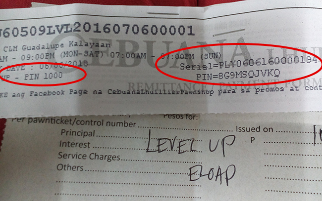 Buy Level Up! Load in Cebuana Lhuillier