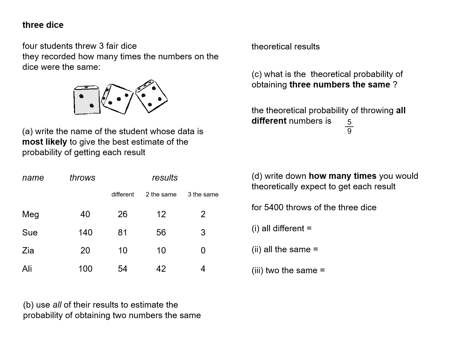 MEDIAN Don Steward mathematics teaching: dice and cards