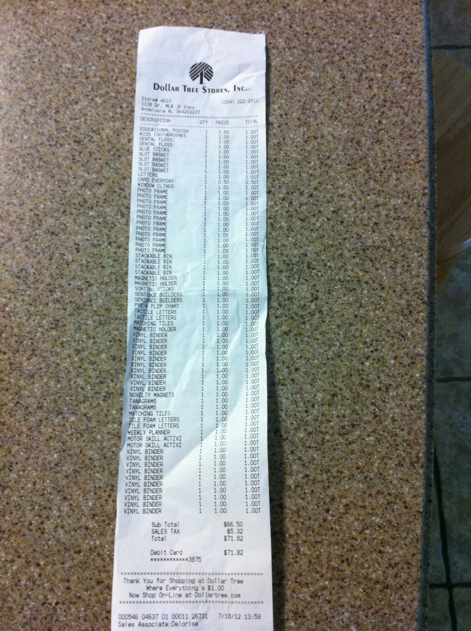 Kindergarten Cupcake Crumbs: Foot Long Receipt