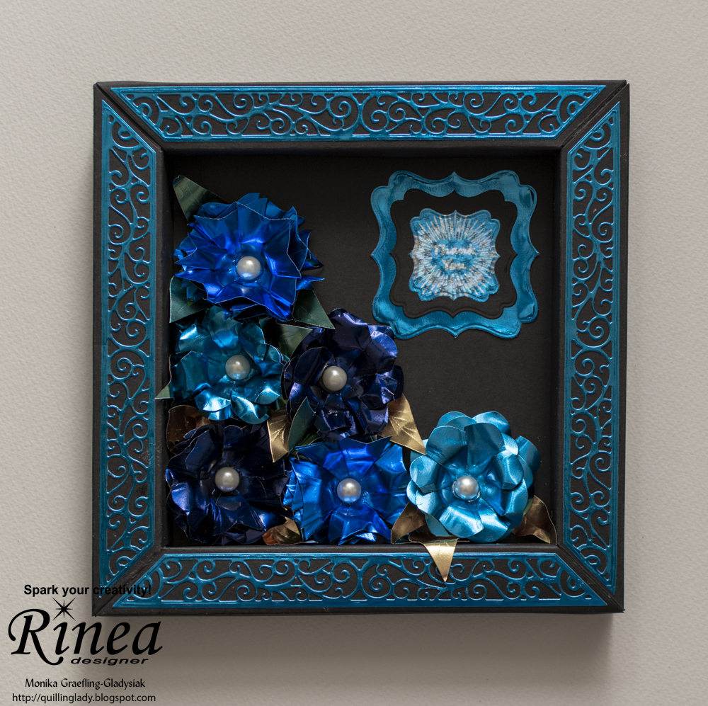 Quilling Lady: Shadow Box Frame with Blue Flowers