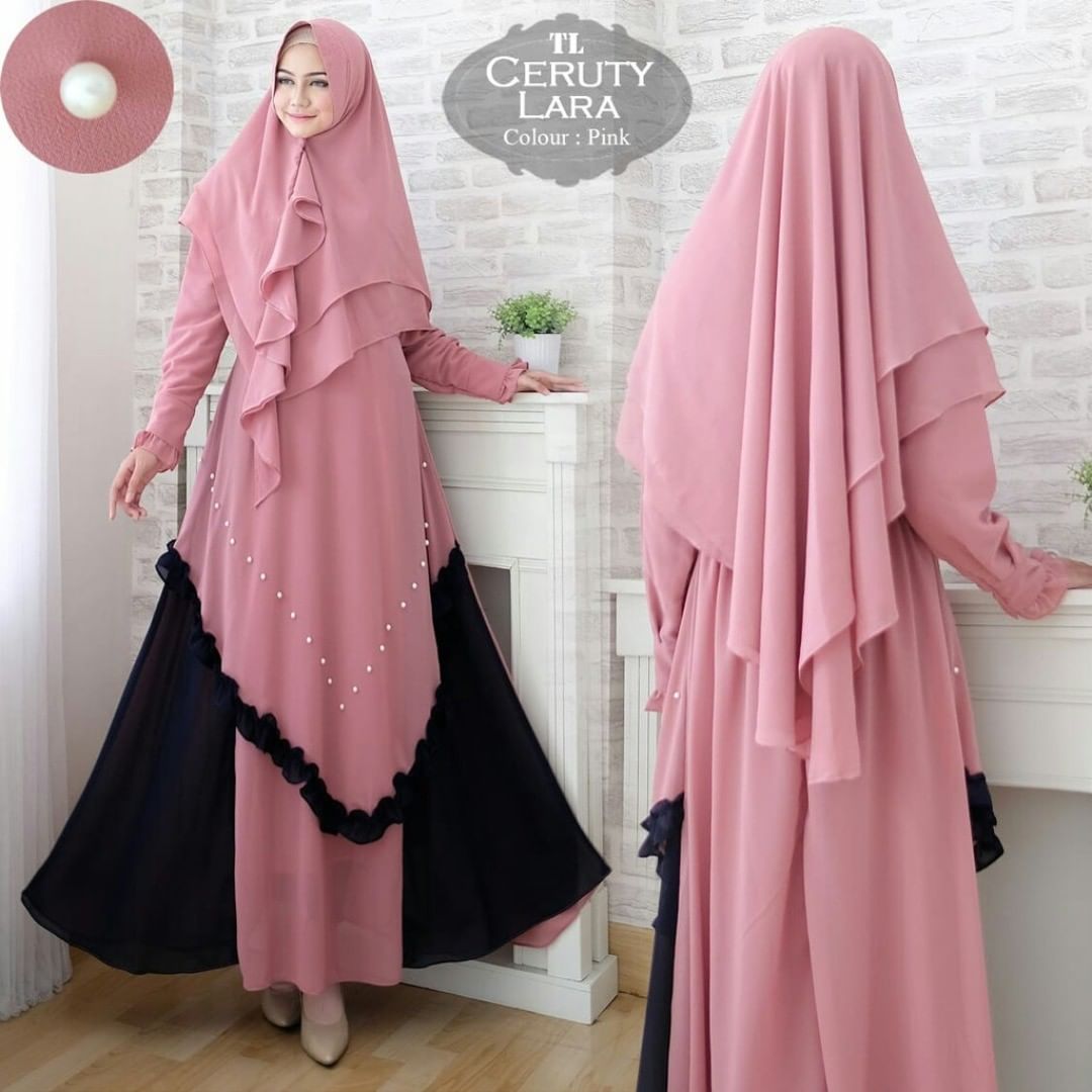 Model Gamis Kombinasi Polos Modern Terbaru 2020