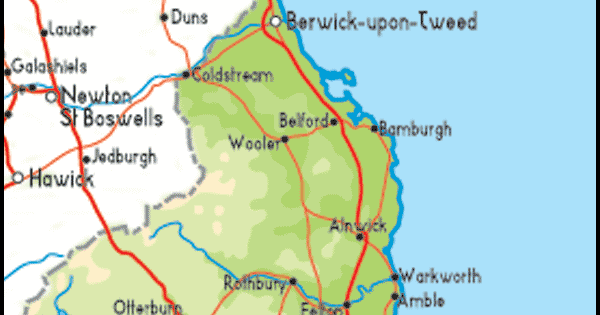 Northumberland Map Political Regional | United Kingdom Map Regional ...