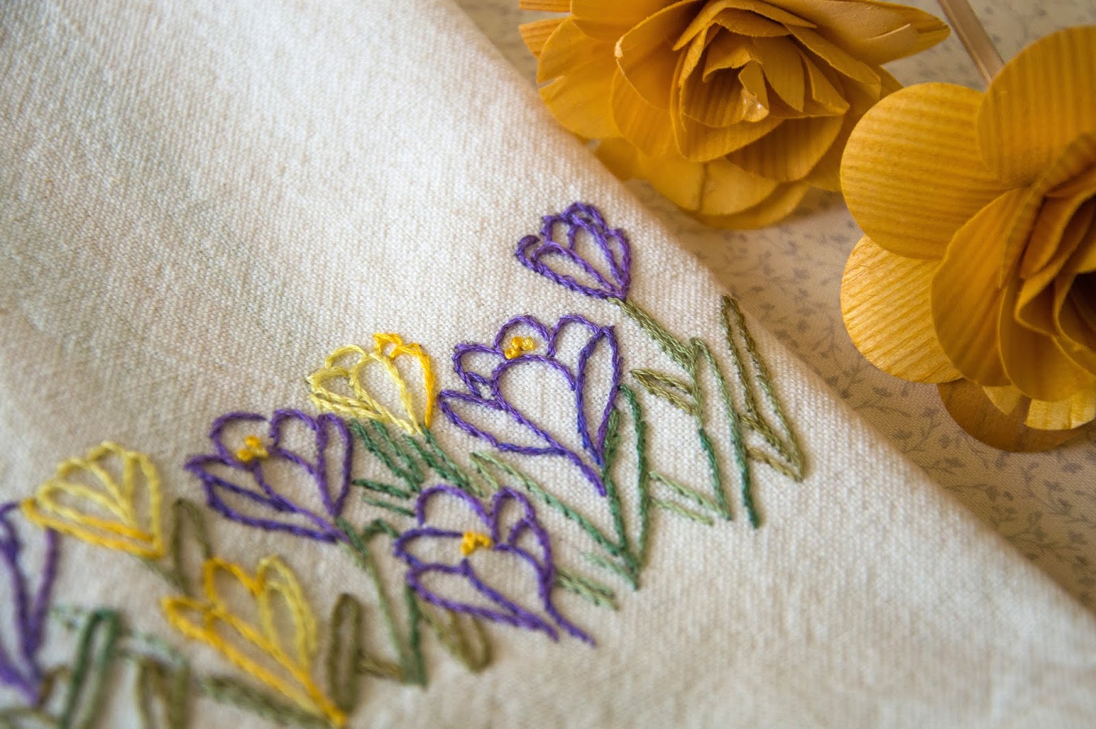 Crocus Flowers Hand Embroidery Pattern