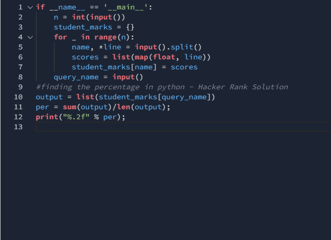 Python Finding the Percentage - Hacker Rank Solution - Sloth Coders