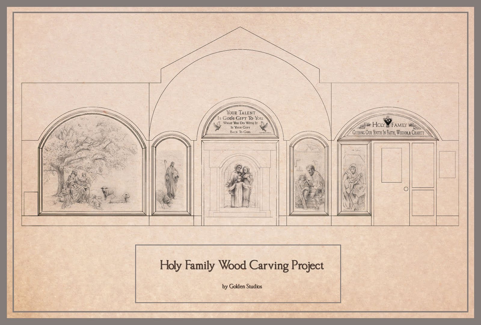 Golden Studios: Holy Family Catholic School Wood Carving