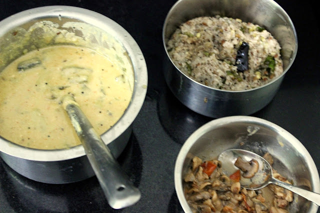 Flavours and Aromas: Home cooking - Bhindi Khadi, Millet rice and ...