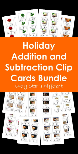 Every Star Is Different: Holiday Addition and Subtraction Clip Cards Bundle