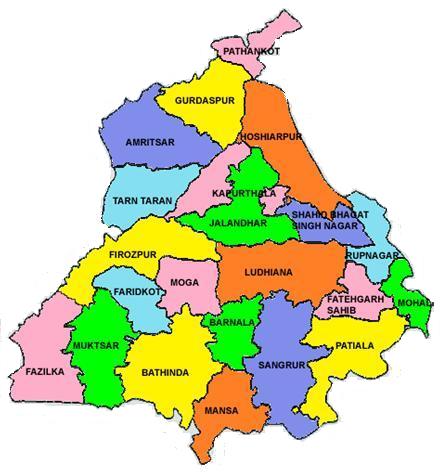 Punjab General Knowledge: Map of Punjab