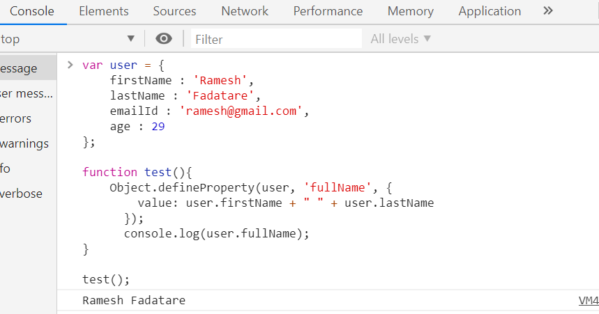 JavaScript Object.defineProperty() Method Example