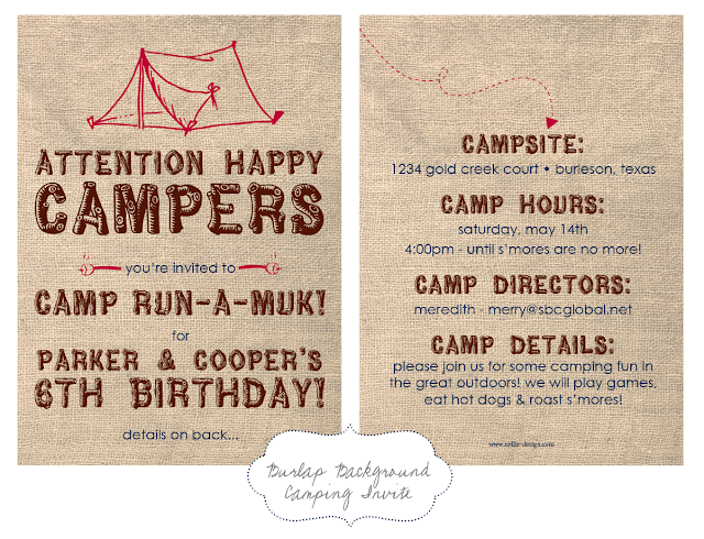 Nellie Design: In demand :: Camping Party Invites!