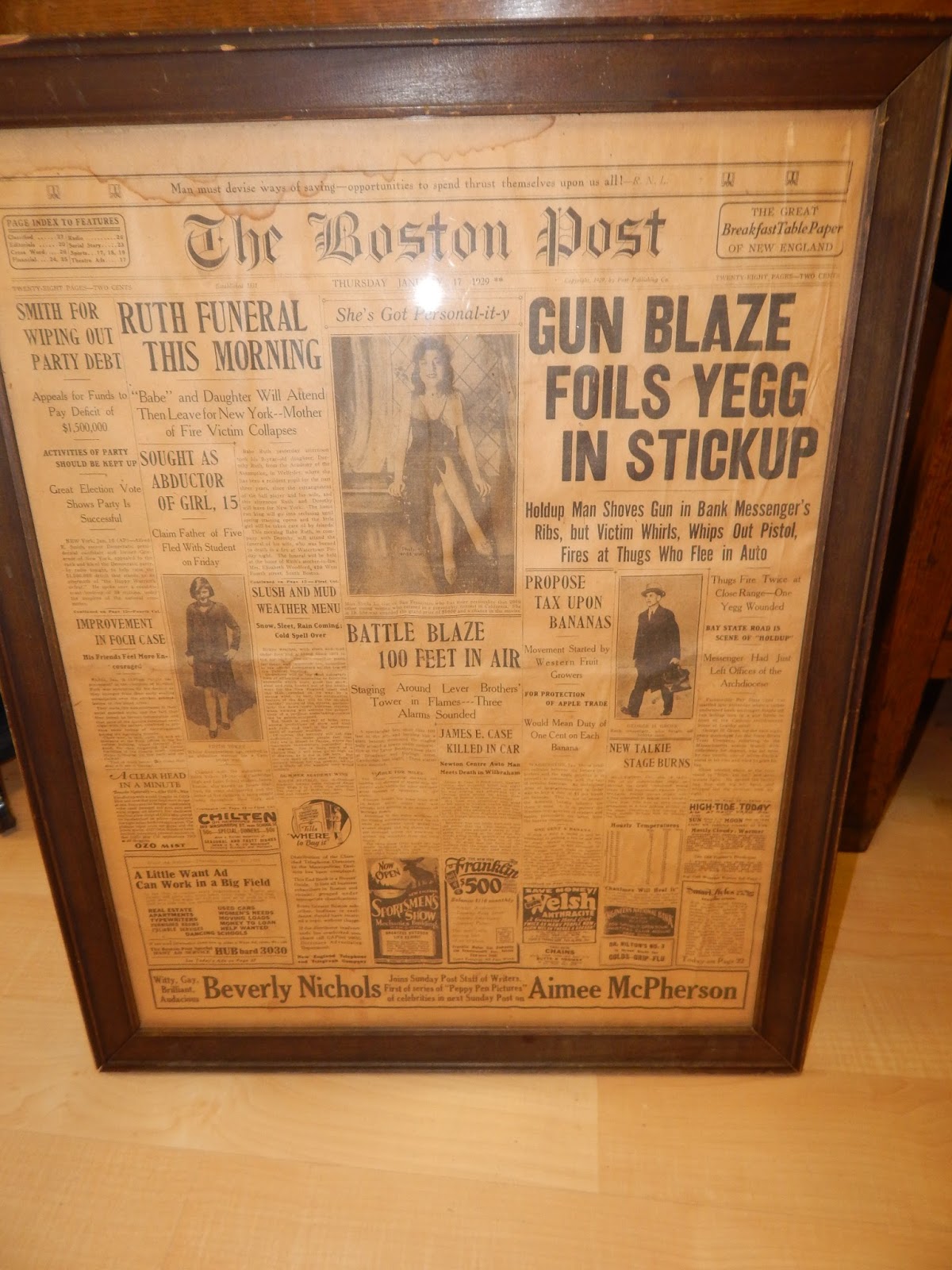 13909 Antiques: Very Vintage January 17, 1929 Boston Post Newspaper ...