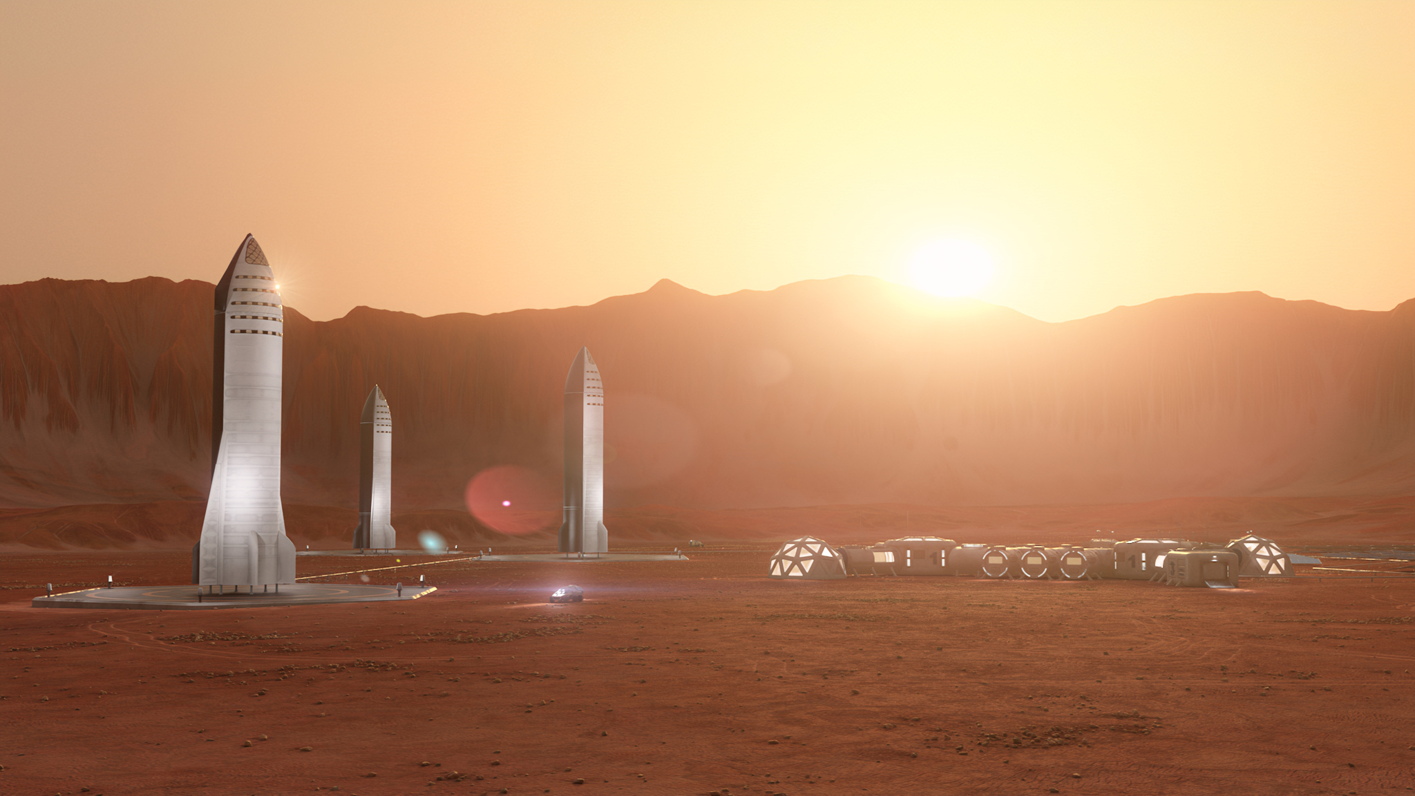 SpaceX Starships at Mars Base Alpha by Konstantin Ermolaev | human Mars