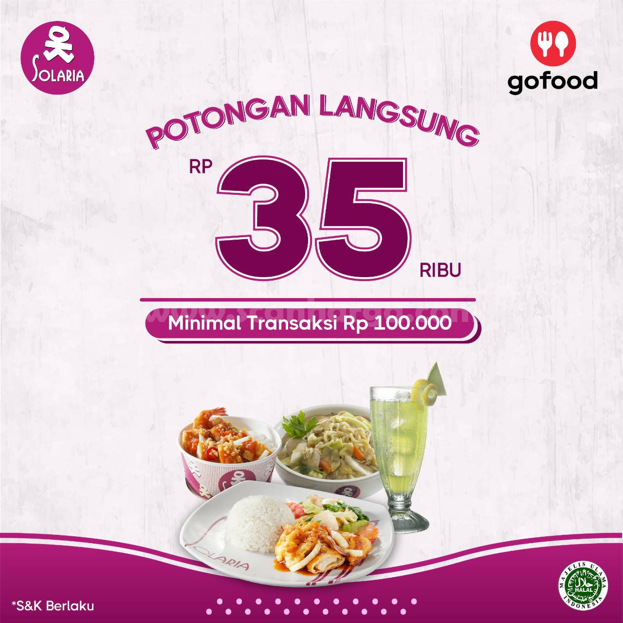 Promo Solaria Diskon Rp 35.000 Khusus pemesanan via Gofood - scanharga