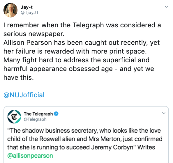 Zelo Street: Allison Pearson RLB Attack UNFORGIVABLE