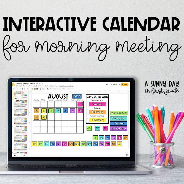 Interactive Calendar for Morning Meeting | A Sunny Day in First Grade