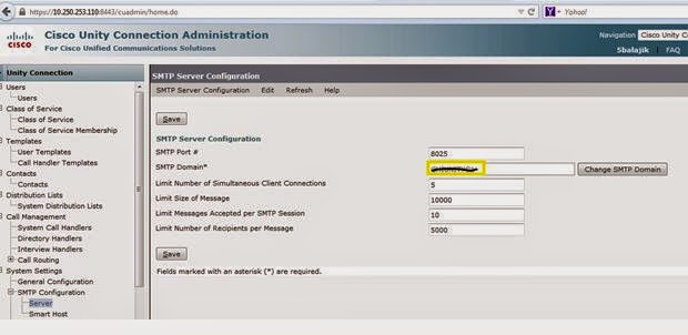 Cisco Voice: SMTP MS Outlook Configuration in Unity Connection