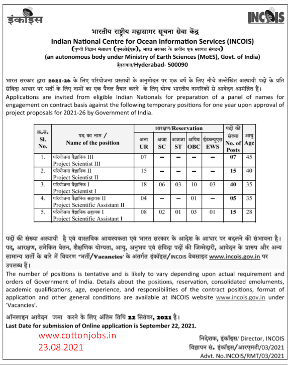 Indian National Centre For Ocean Information Services (INCOIS ...