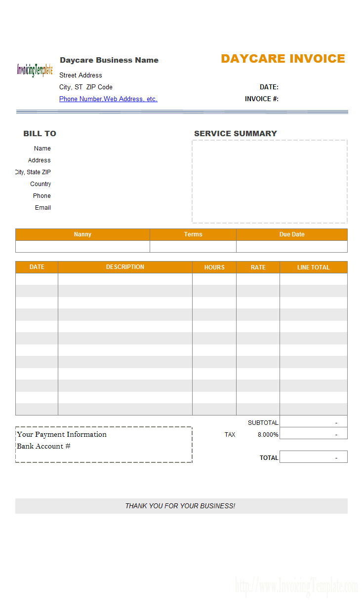 Childcare Invoice - Invoice Template