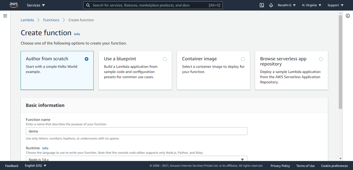 AWS Lambda Function - Node Js