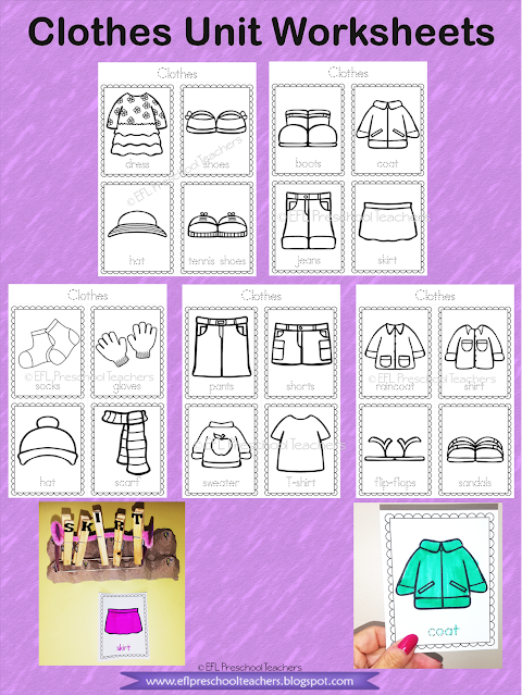 ESL/EFL Preschool Teachers: Clothes Unit Worksheets for the ESL Student