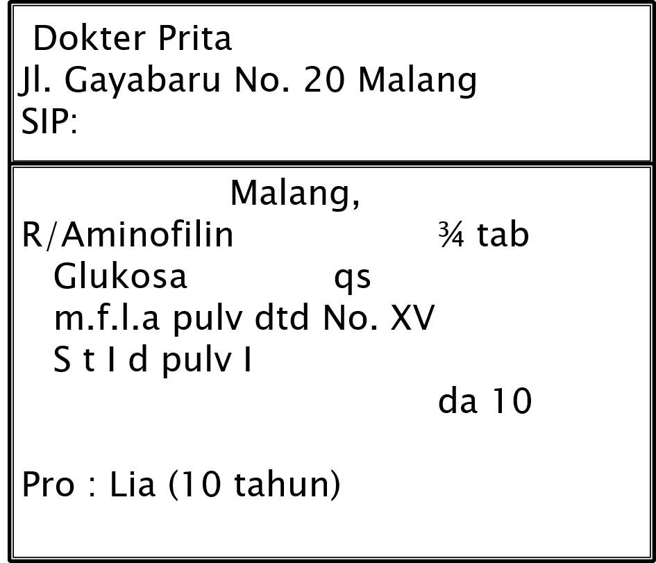 Formulasi Dasar (Preskripsi): Latihan Resep Pulveres