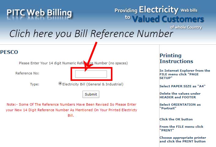 PESCO Online Bill Checking and Printing