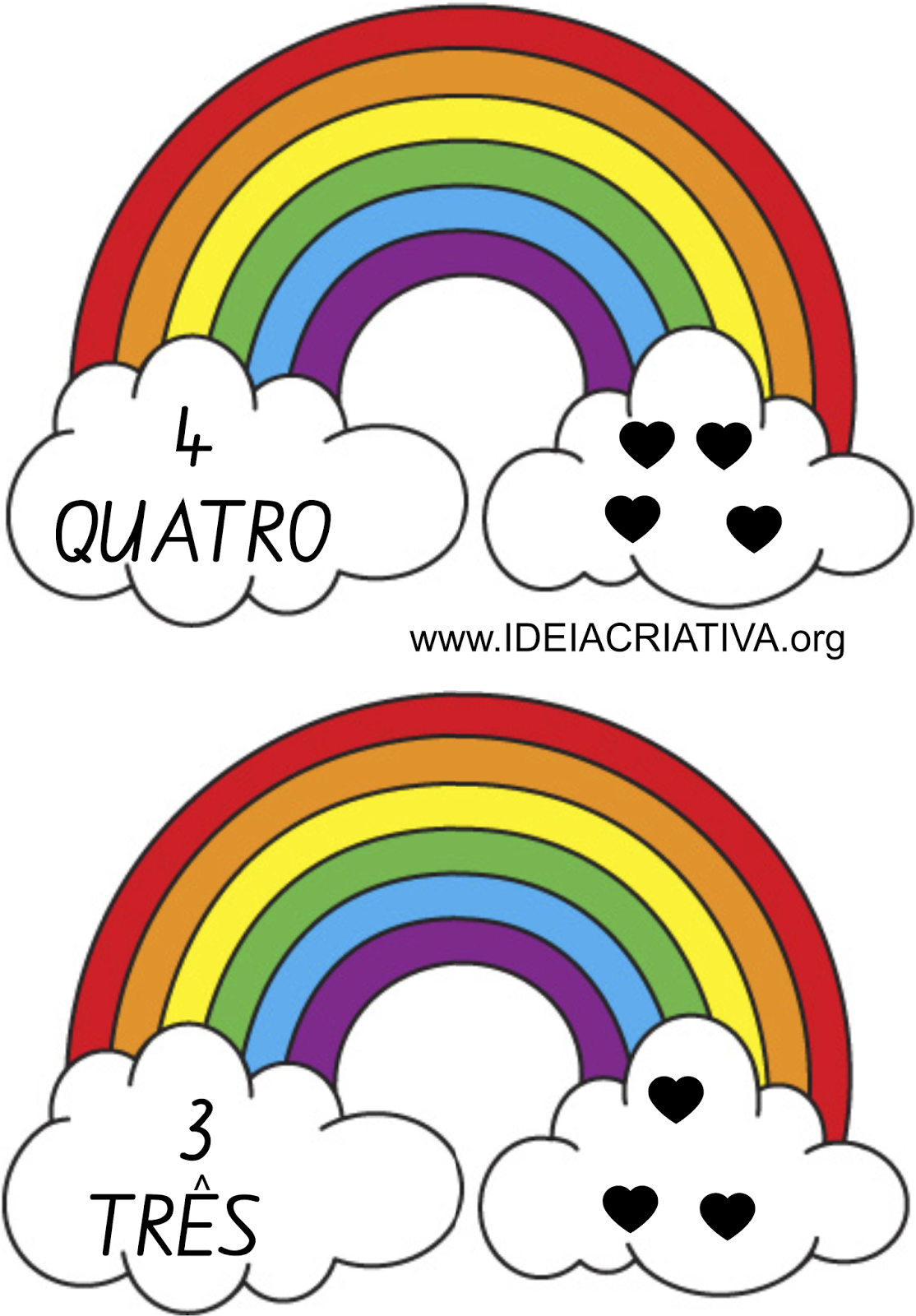 Flash Cards Número e Quantidade Jogo Arco-íris