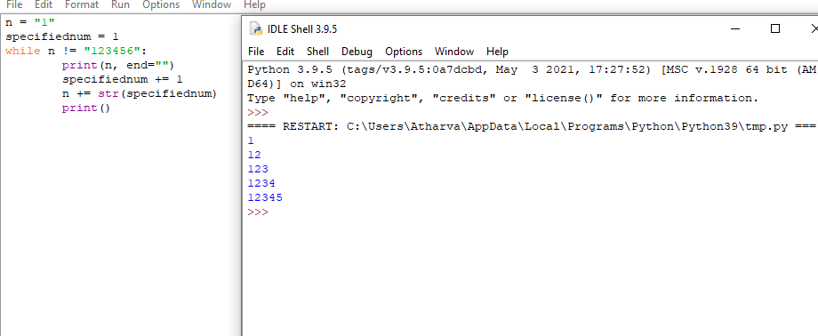 Python Program To Print The Pattern Of Numbers 1 12 123print The Following Number Pattern Using 9913