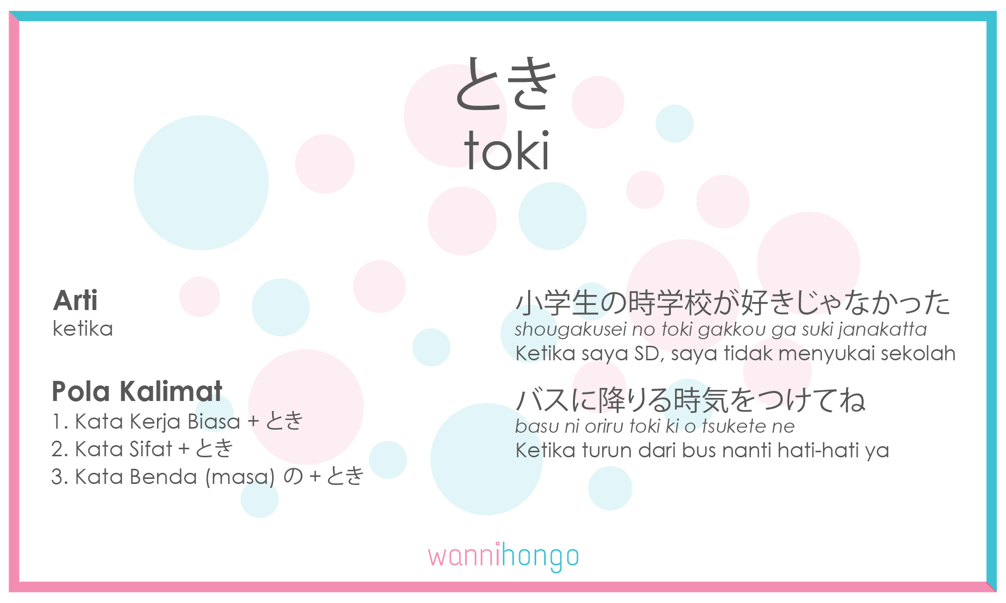 Pola Kalimat とき (toki) - Tata Bahasa Jepang N5 - Wannihongo