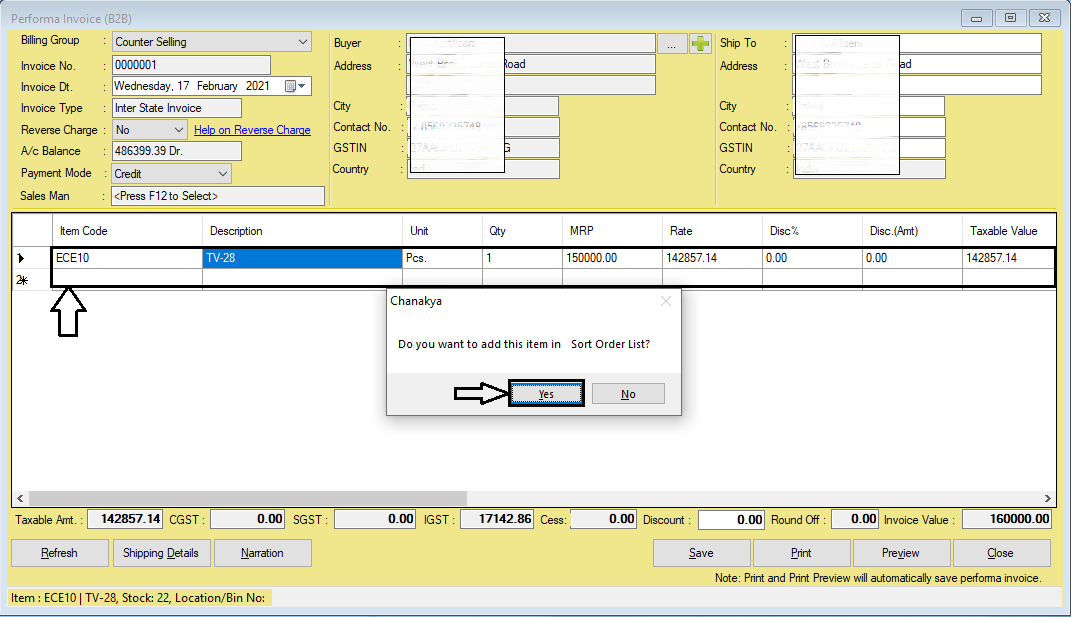 Performa Invoice (B2B) Help Guide