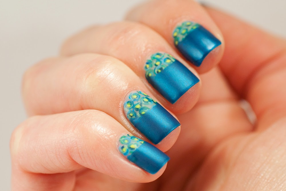 Half moon abstract flower nail art - May contain traces of polish
