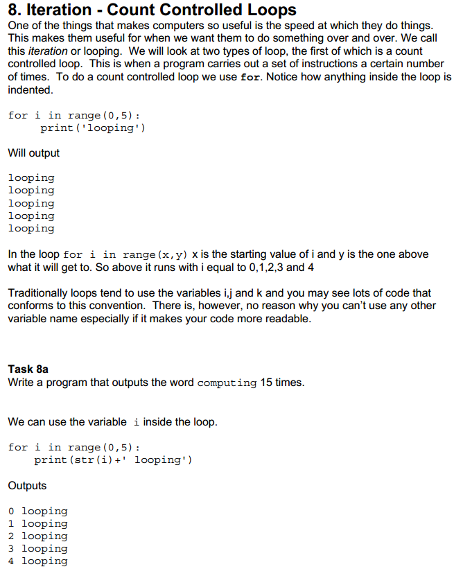 MrKnight.co.uk: Iteration - Count Controlled Loops MrKnight.co.uk: Iteration - Count Controlled Loops