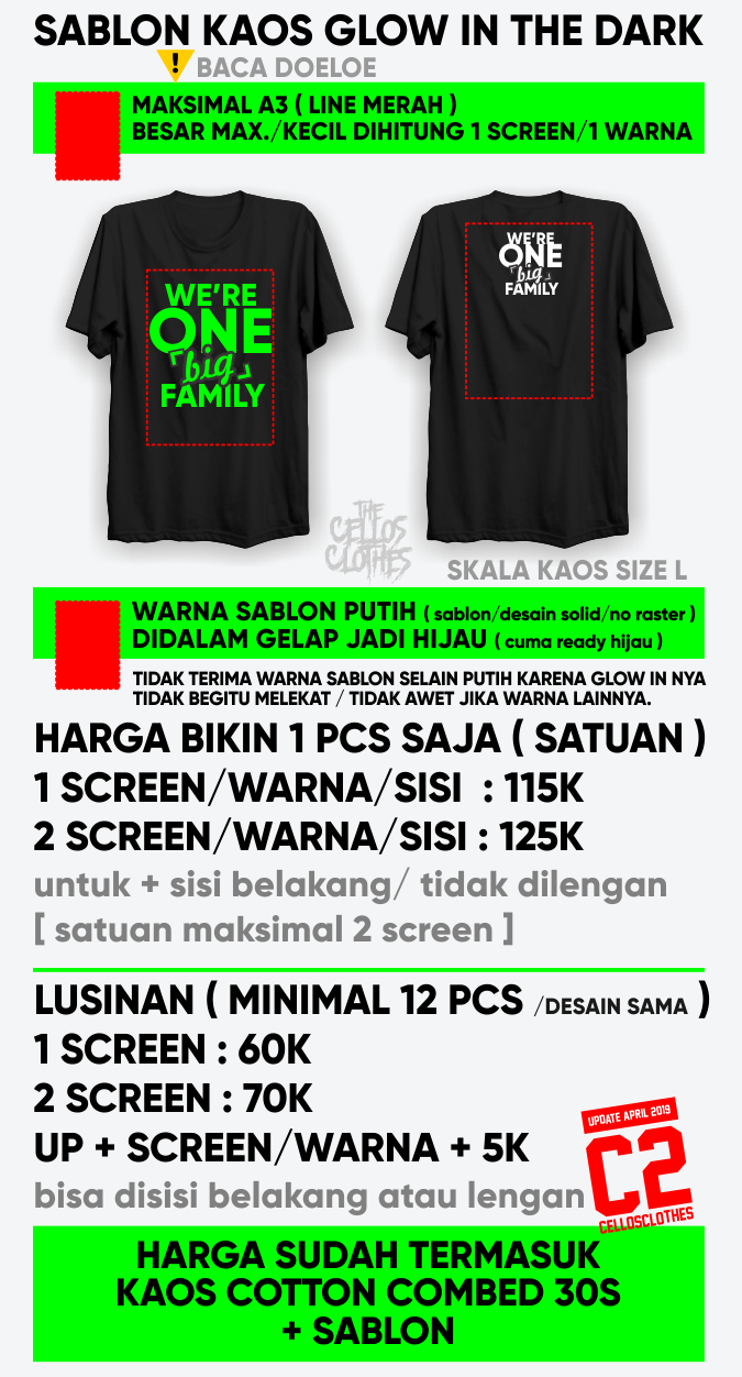 Harga Sablon Kaos Glow In The Dark Rubber Satuan dan Lusinan | Sablon ...