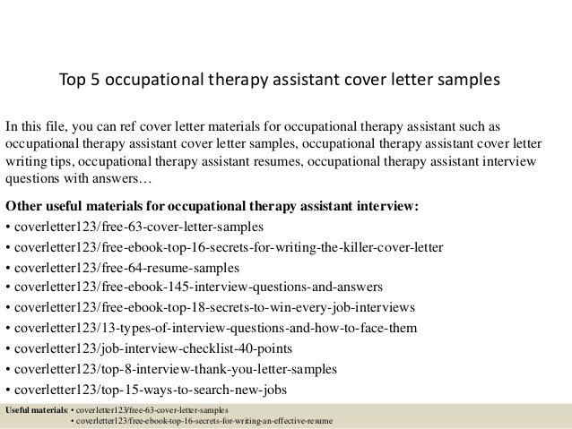 Occupational Therapy Cover Letter ~ Resume Letter