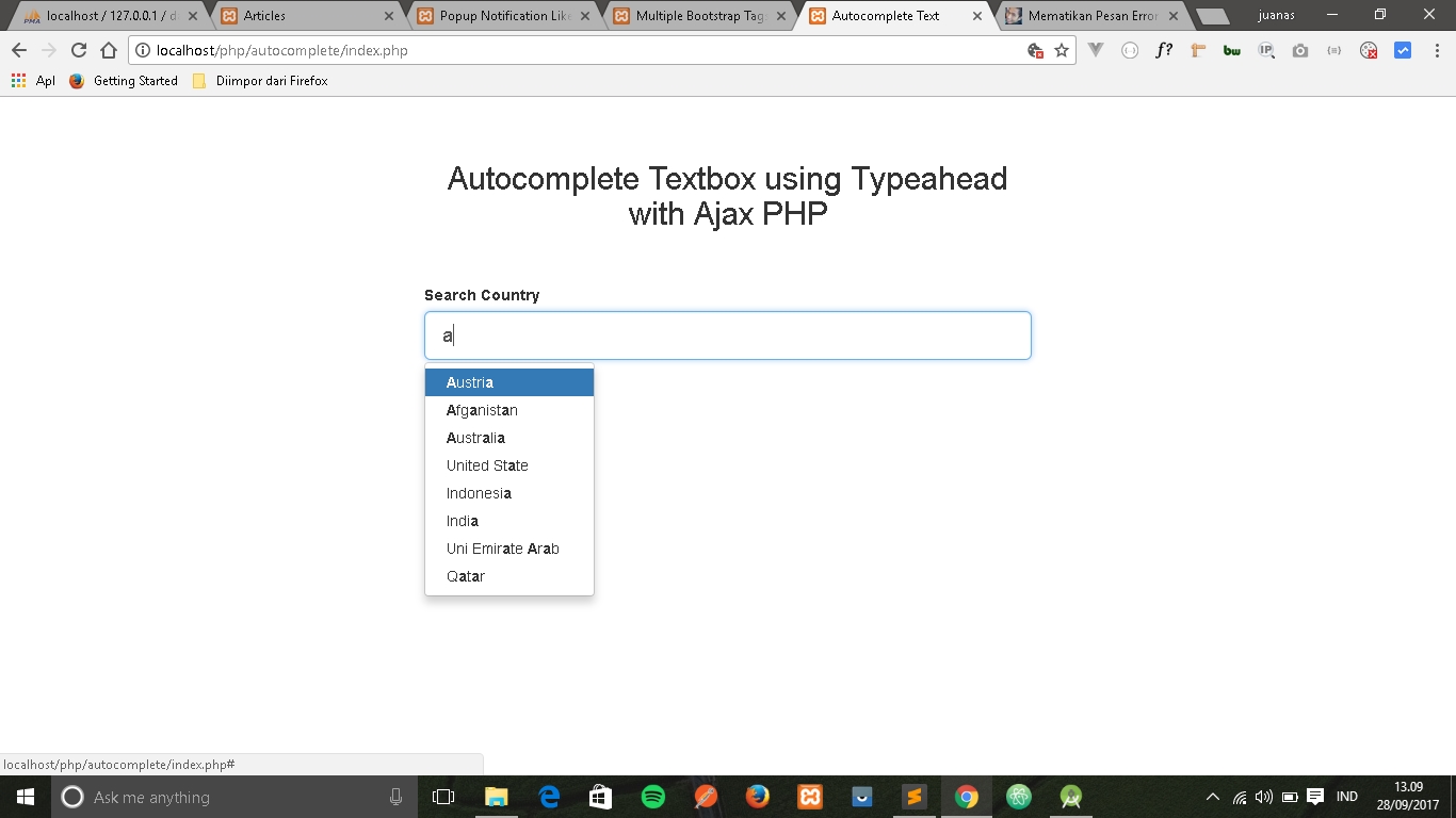 Membuat Autocomplete Text dengan PHP, AJAX dan Bootstrap - Juanas Smith ... Membuat Autocomplete Text dengan PHP, AJAX dan Bootstrap - Juanas Smith ...