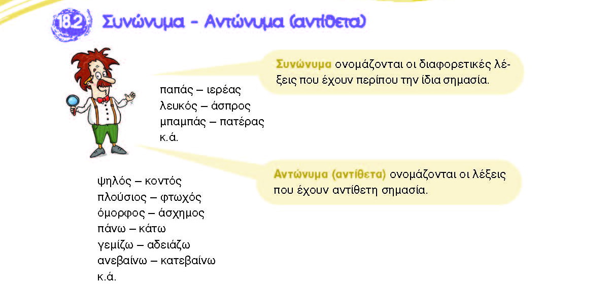 Tα απίθανα... τριτάκια !: Συνώνυμα - Αντώνυμα