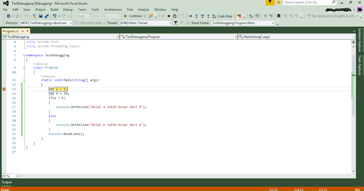 Digital Sains: Debug program di Visual Studio 2015