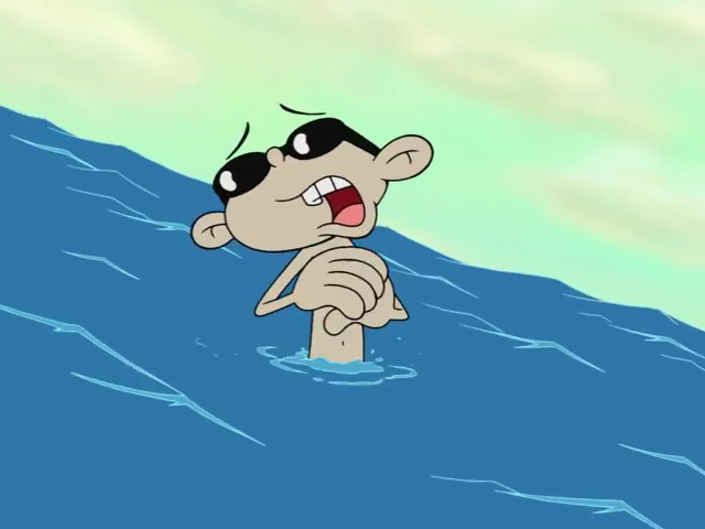 Shirtless Drawn Cartoon Boys: Numbuh 1 Naked at the Beach