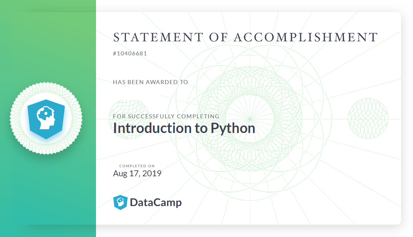The First Accomplishment on DataCamp Learning