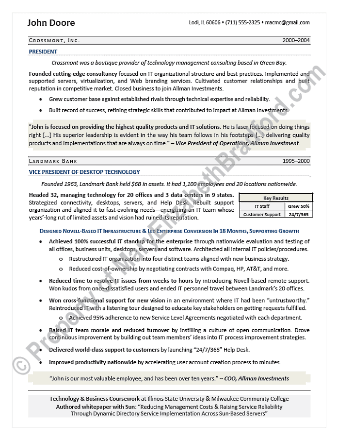 Sample Cio Resumes ~ Resume Letter