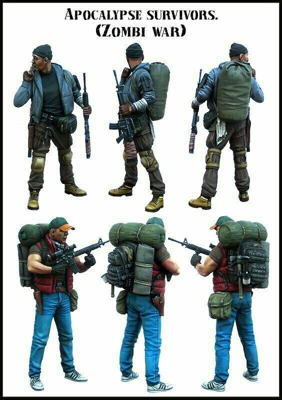 1/35 Post Apocalyptic Survivors Civilians with Guns Zombie War 2 ...