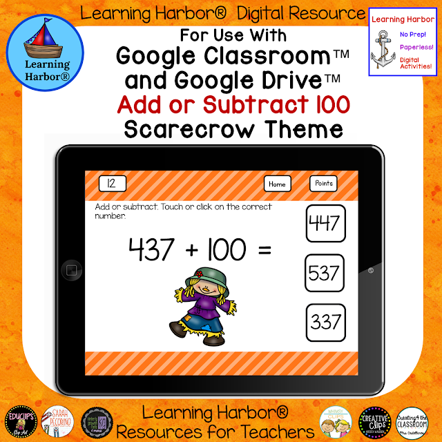 Add or Subtract 100 Scarecrow Activity for use with Google Classroom ...