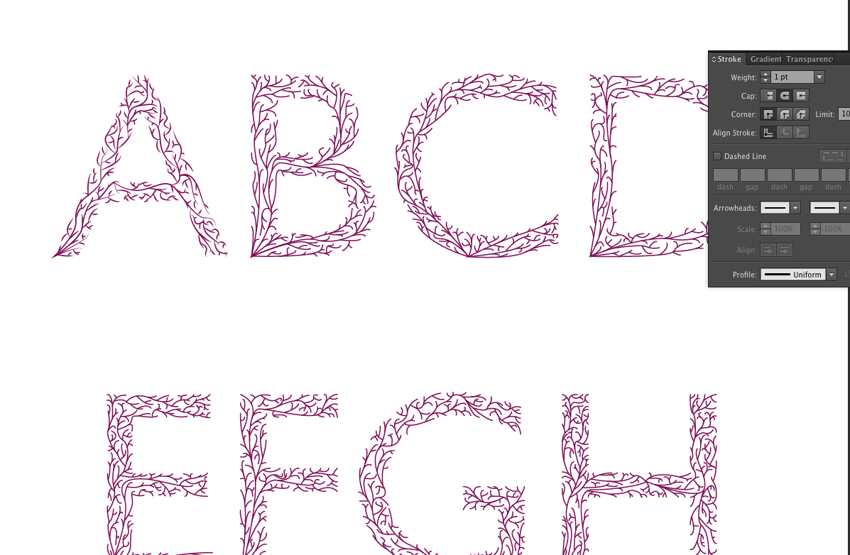 Design Practice: OUGD403: Dissect Typeface on Illustrator