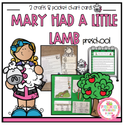 Mary Had a Little Lamb 2 Crafts and Pocket Chart Cards ~ Preschool ...